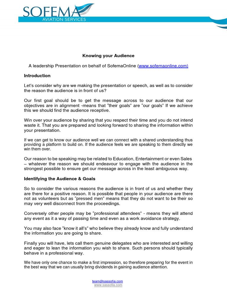 Knowing Your Audience | PDF | Cognition | Social Psychology