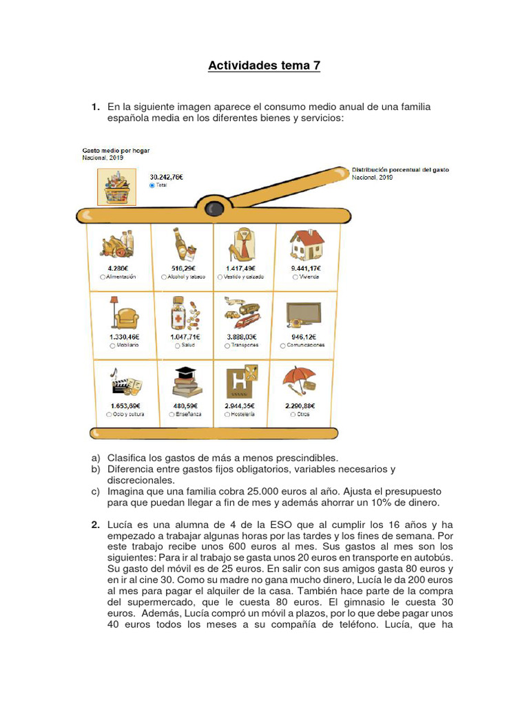 Actividades Tema 7 | PDF | Interés | Hipotecas