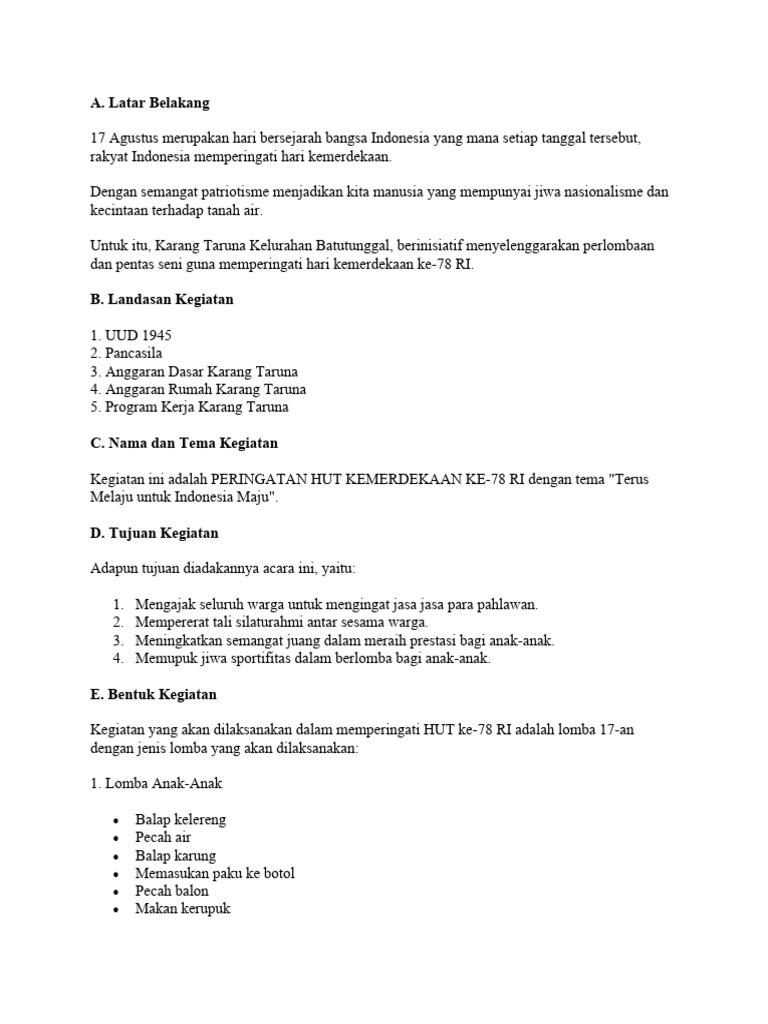 Contoh Proposal 17 Agustus Word | PDF