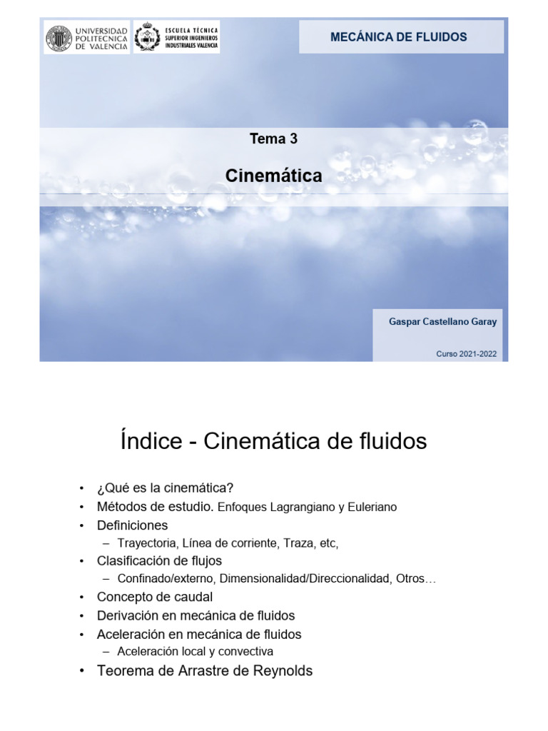 Tema 3 Cinemática | PDF | Aceleración | Viscosidad
