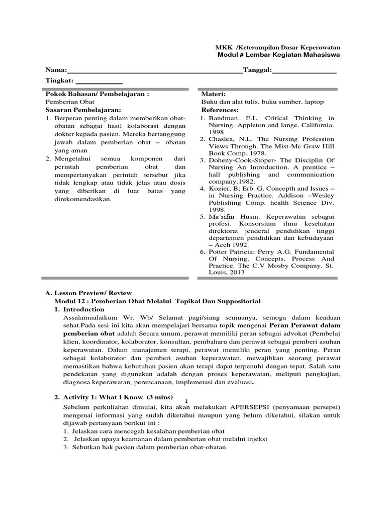 Pemberian Obat Topikal dan Injeksi | PDF