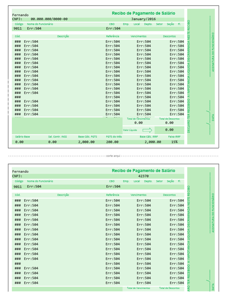 Modelo de Holerite e Recibo Gratis | PDF