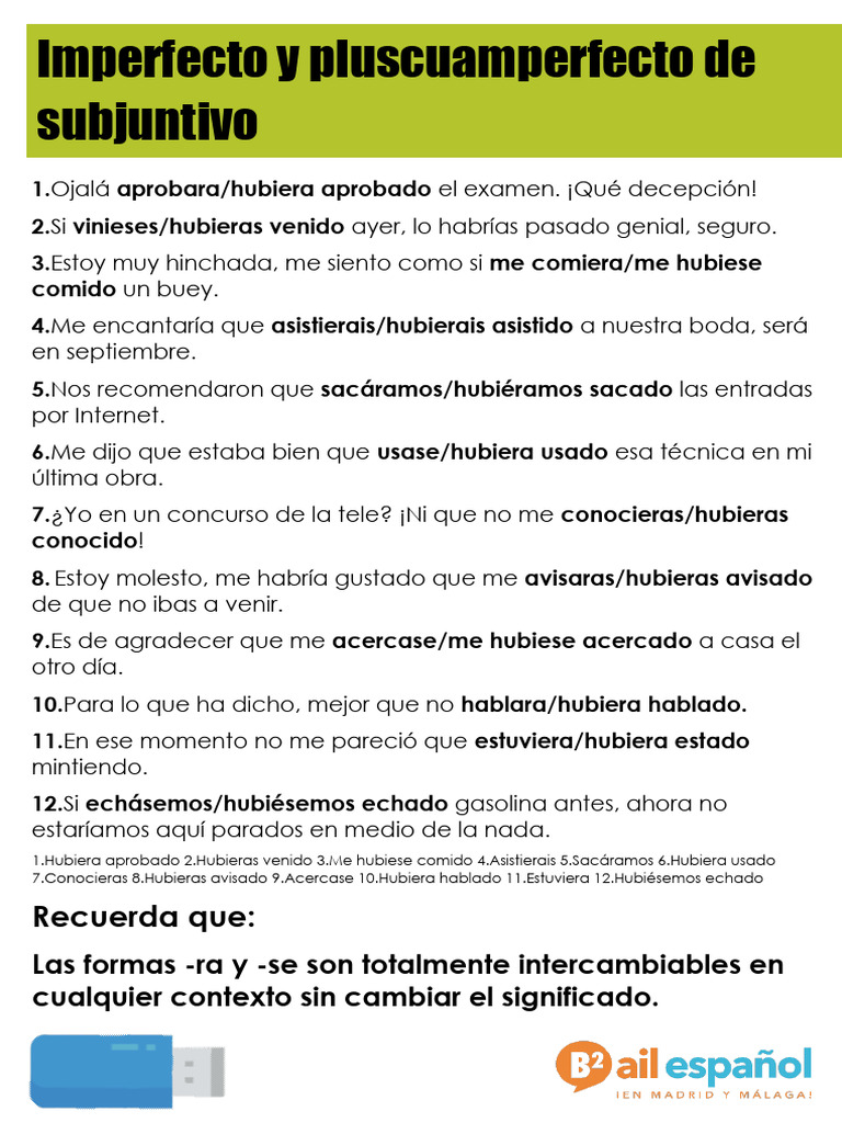 Imperfecto de Subjuntivo | PDF | Artes del Lenguaje y Comunicación