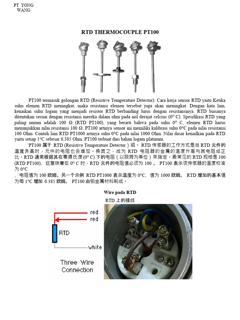 RTD Thermocouple PT100 | PDF