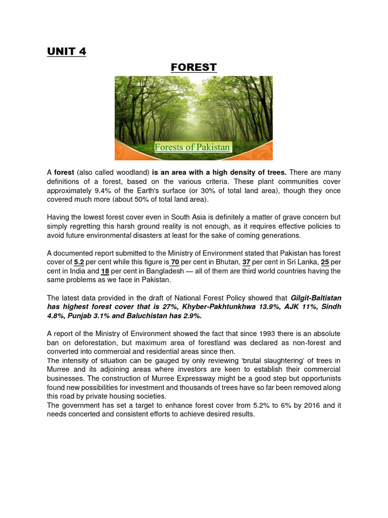UNIT 4.forest | PDF | Deforestation | Forests