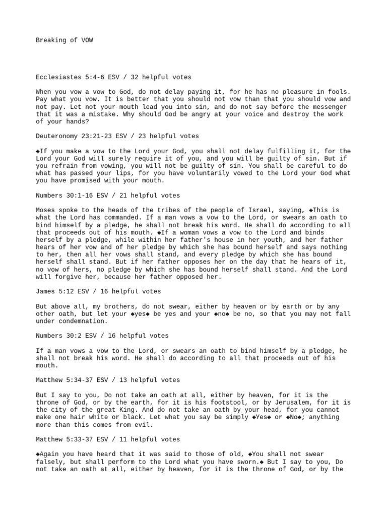 Breaking of Vow-1 | PDF | Oath | Gospel Of Matthew