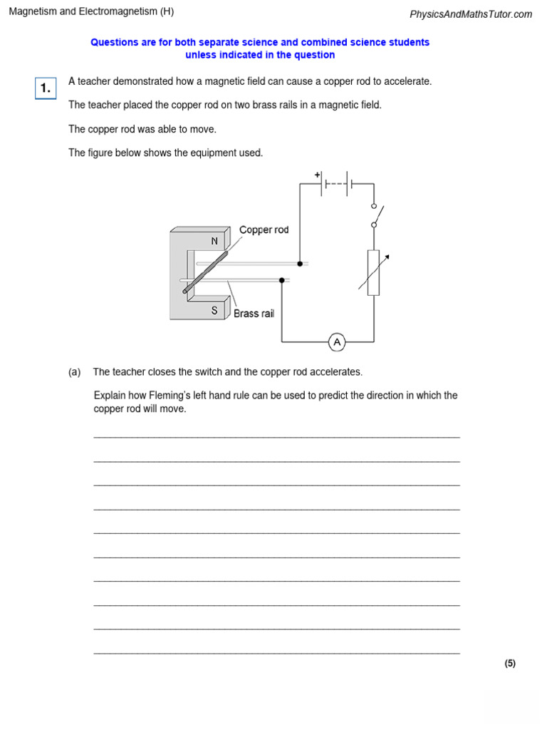 Magnetism and Electromagnetism (H) QP | PDF | Transformer | Inductor