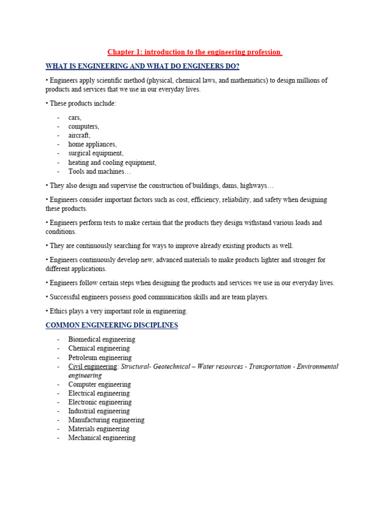 Cive290 Chapter 1 Introduction To Engineering Profession Pdf