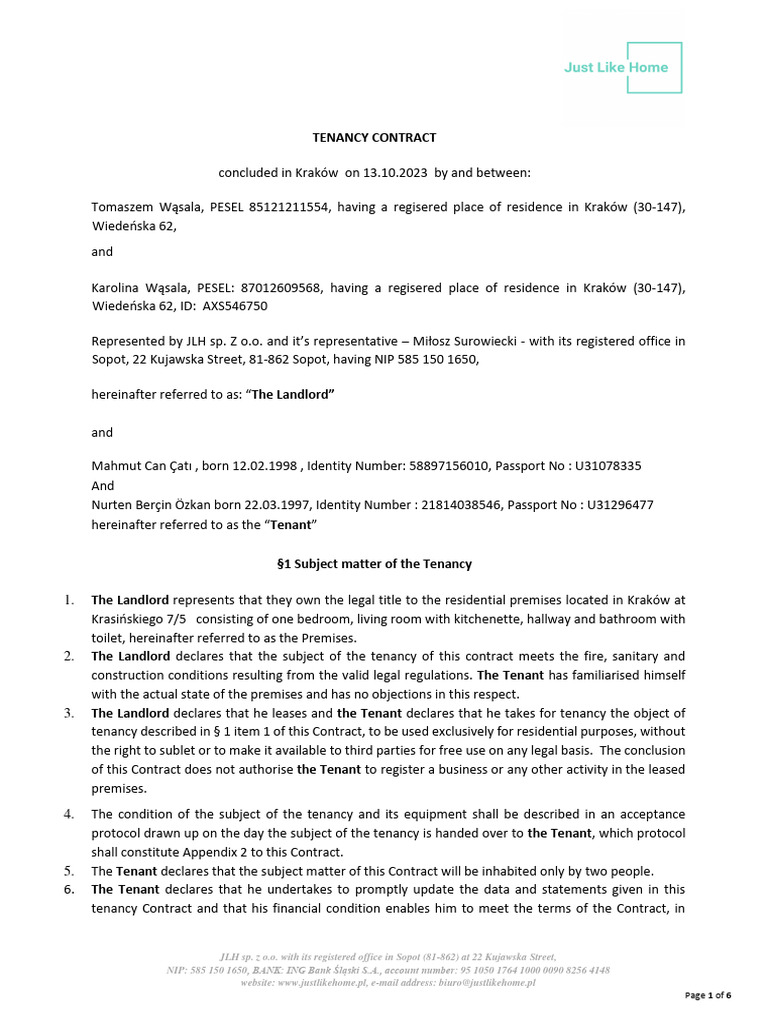 Tenancy Agreement Summary | PDF | Leasehold Estate | Lease