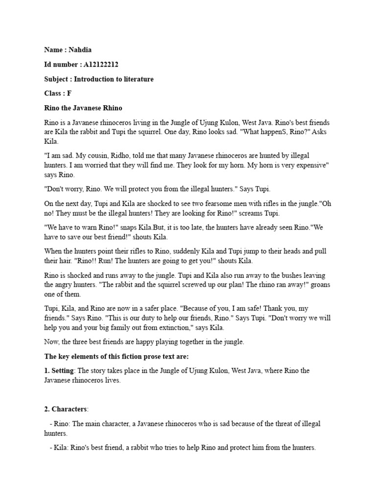 Nahdia - A12122212 (Uas Introduction To Literature) | PDF | Rhinoceros ...