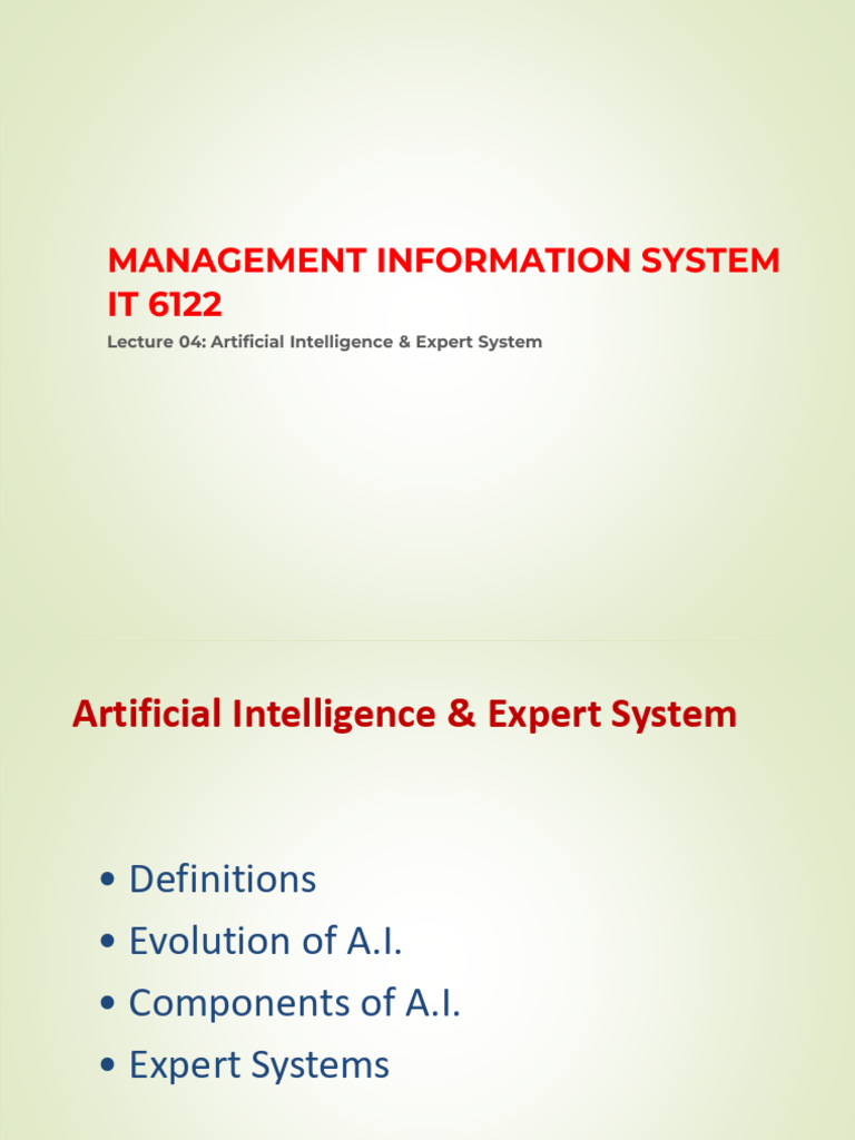 Mis Lecture 4 | PDF | Artificial Intelligence | Intelligence (AI) & Semantics