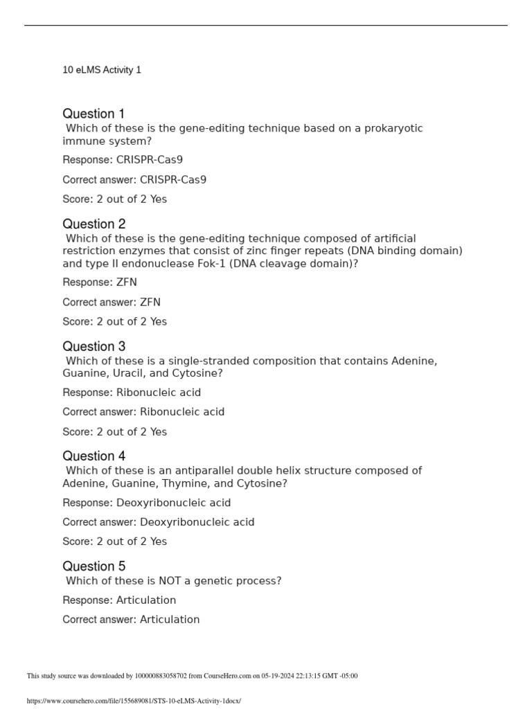 STS 10 ELMS Activity 1 | PDF | Science & Mathematics