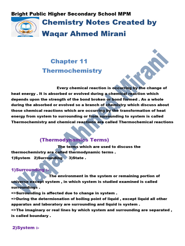 Chapter 11 Thermochemistry | PDF | Chemistry | Applied And ...