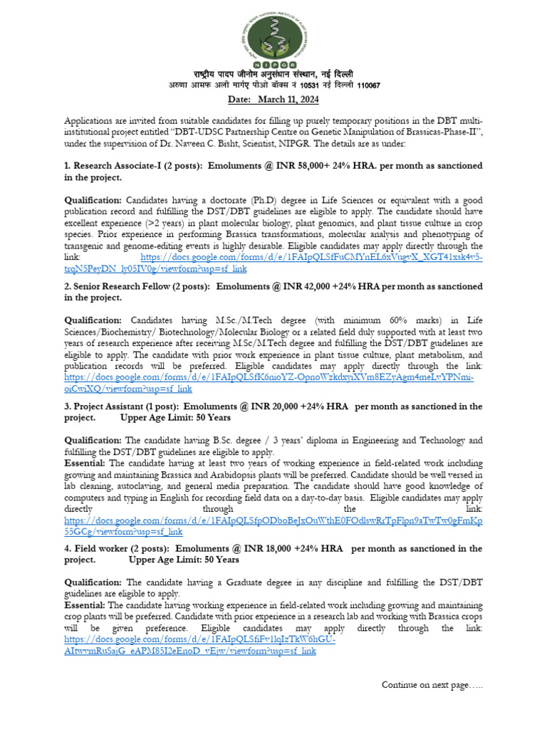 Advt Dr. - Naveen - C. - Bisht - 11-03-2024 | PDF | Biology | Life Sciences