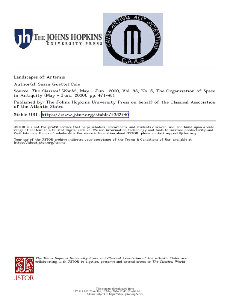 Exploring Artemis' Sacred Landscapes | PDF | Sparta