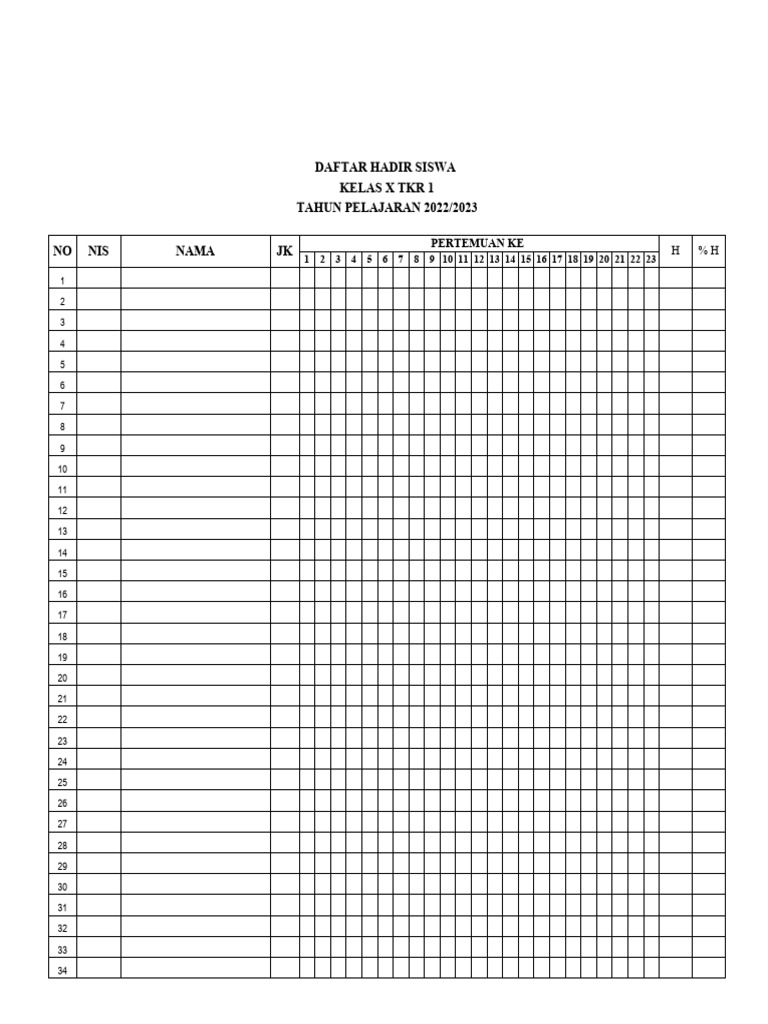 Daftar Presensi TH 2023-2024 | PDF