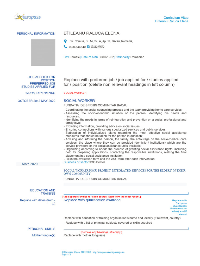 EUROPASS CV - BÎTLEANU RALUCA ELENA eng | PDF