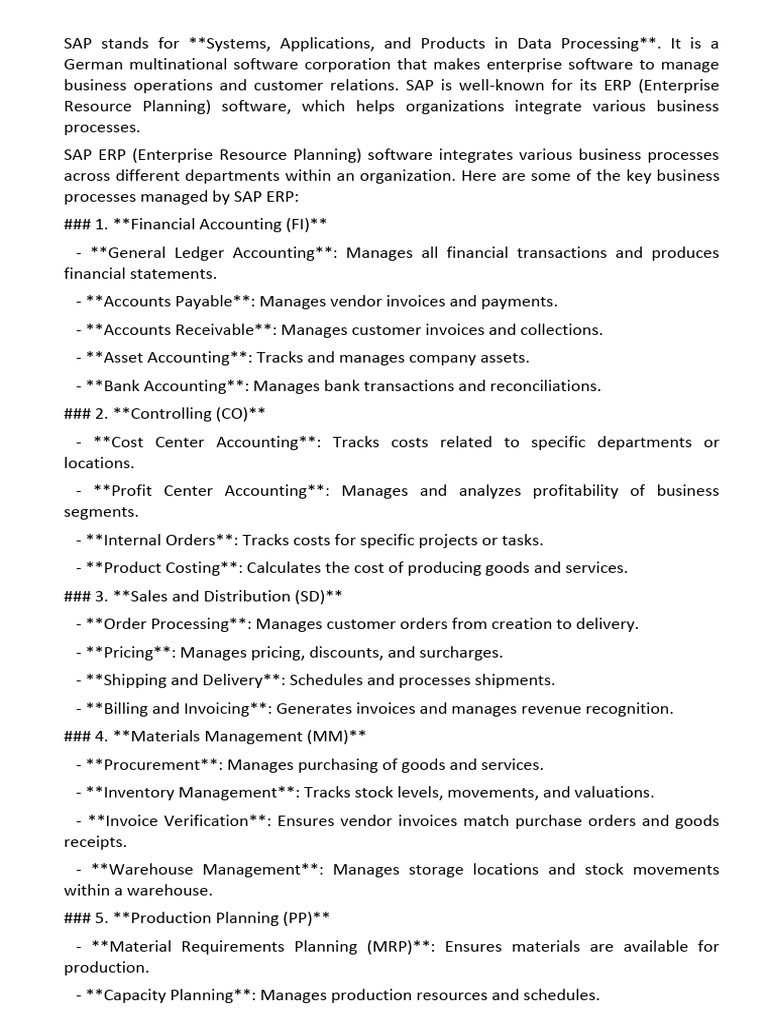 SAP Stands For | Download Free PDF | Enterprise Resource Planning ...