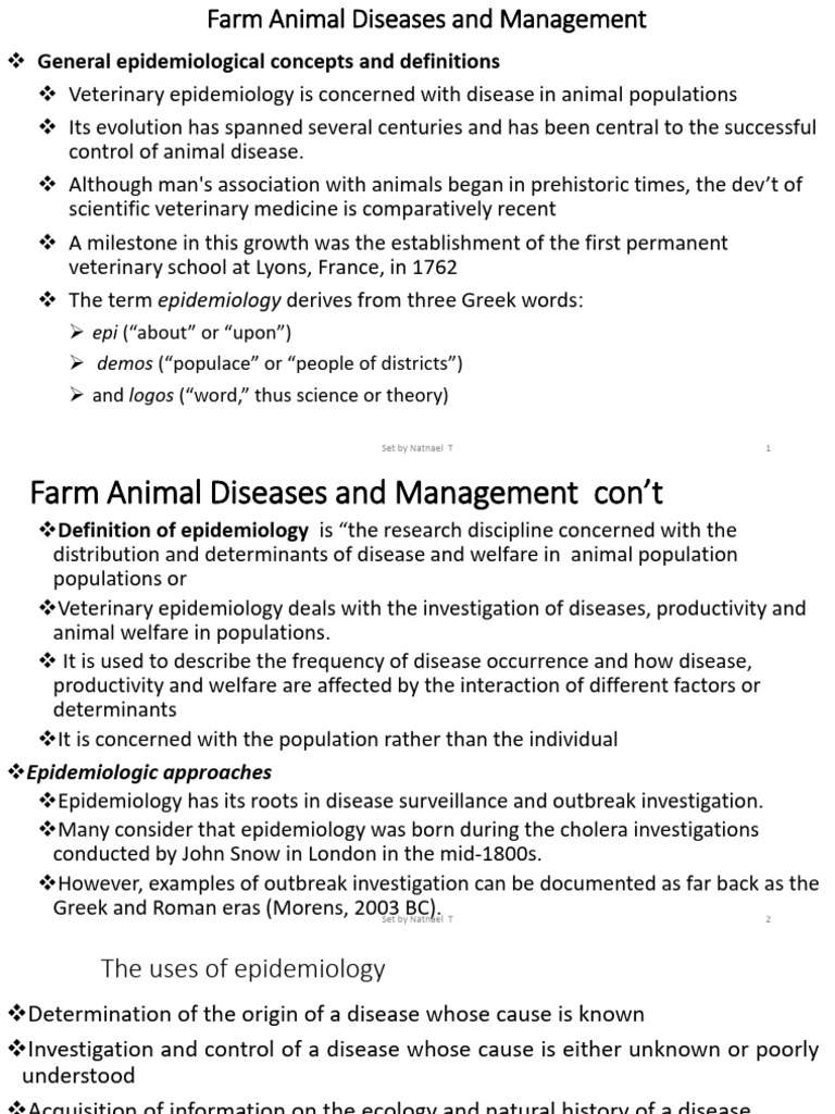 Farm Animal Disease Management Overview | PDF | Infection | Epidemiology