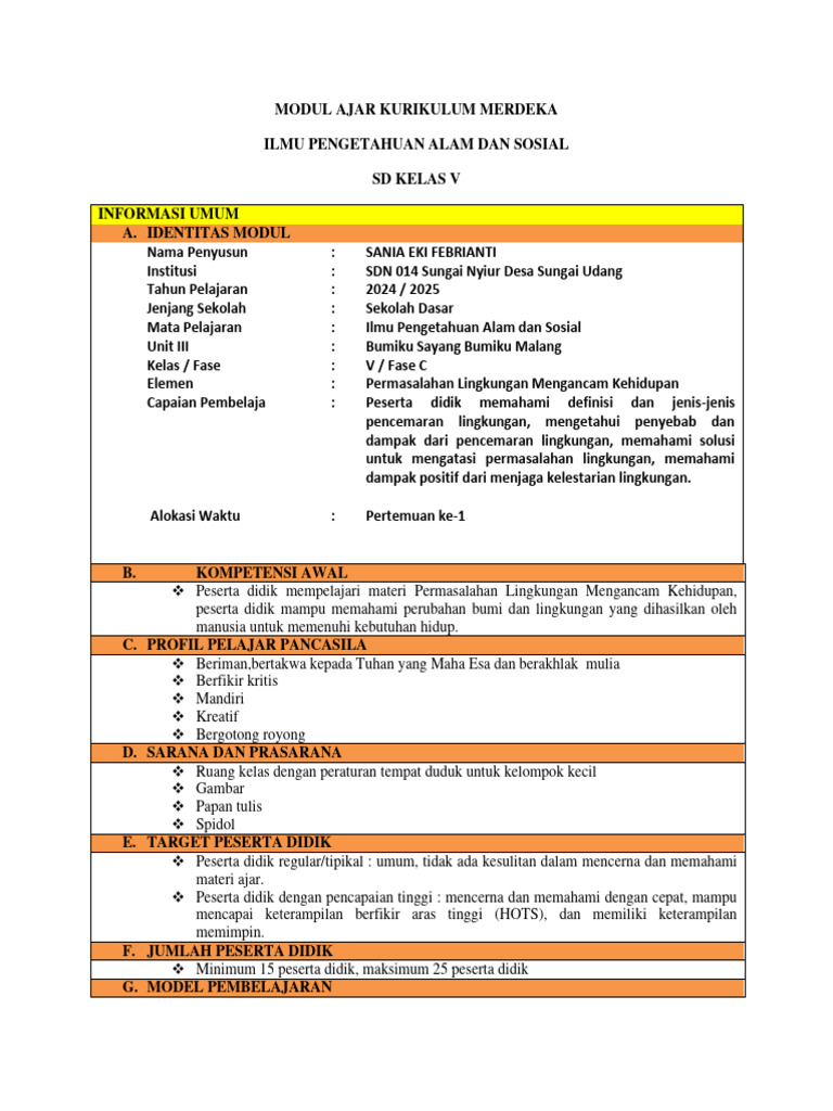 Modul Ajar Ipas Kurmer Pdf