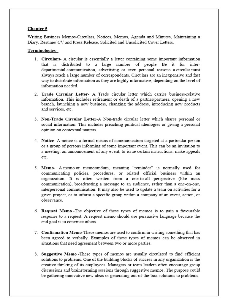 Unit 5 - Writing Business Memos | PDF | Résumé | Communication