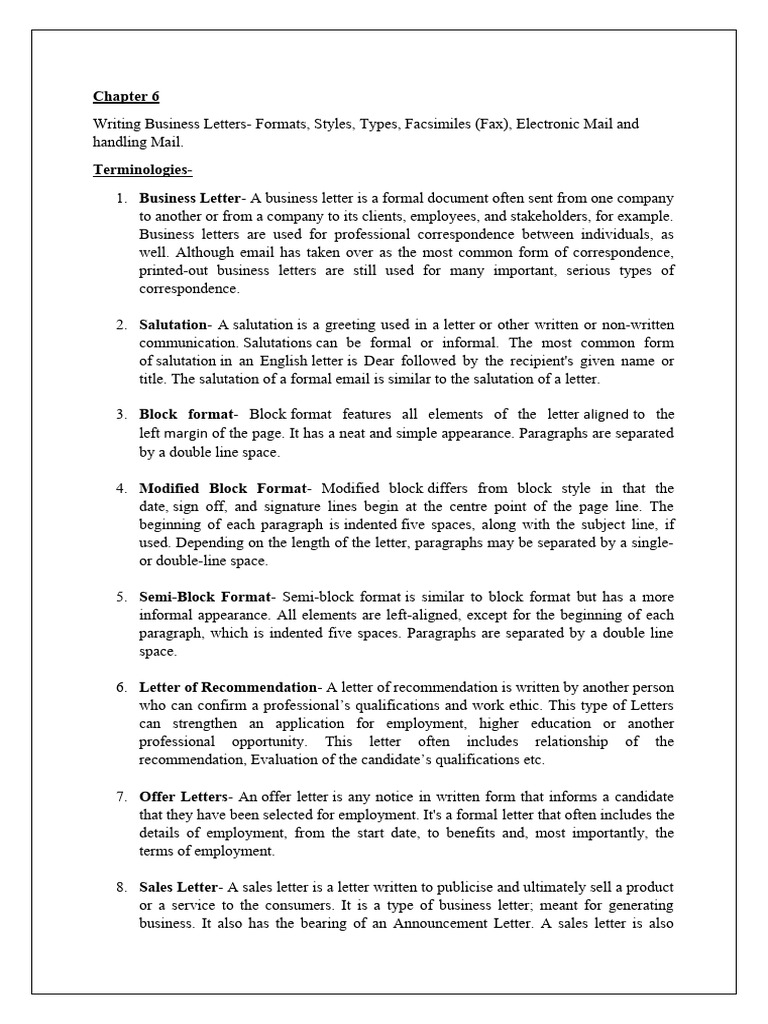 Unit 6 - Wrting Business Letters | PDF | Fax | Paragraph