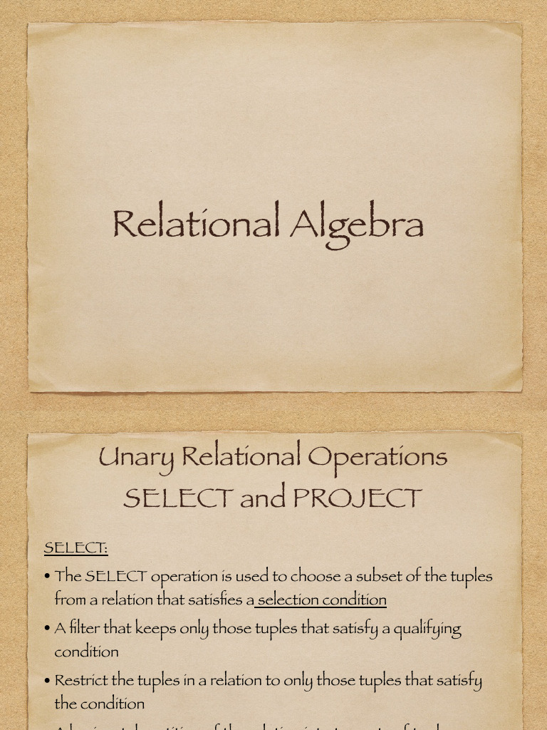Relational Algebra Class Note | PDF | Relational Model | Data Management Software