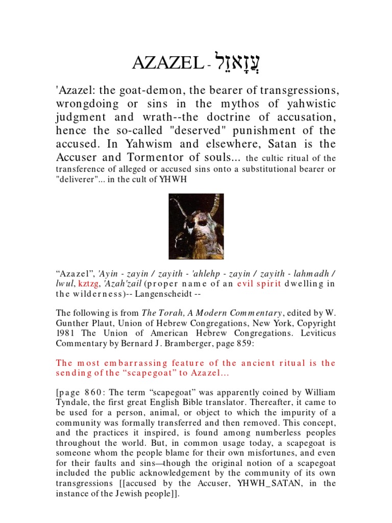Scapegoat To Azazel | PDF | Book Of Leviticus | Torah