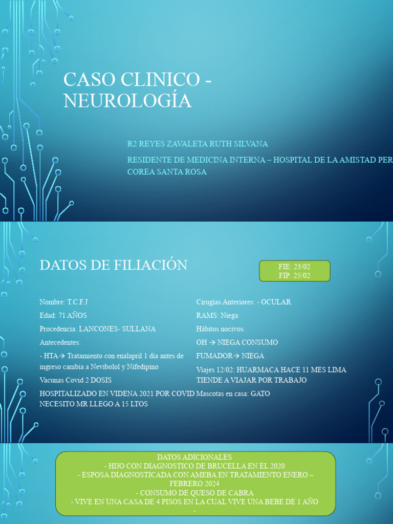 CASO CLINICO - Neurología | PDF | Medicina CLINICA | Enfermedades y trastornos