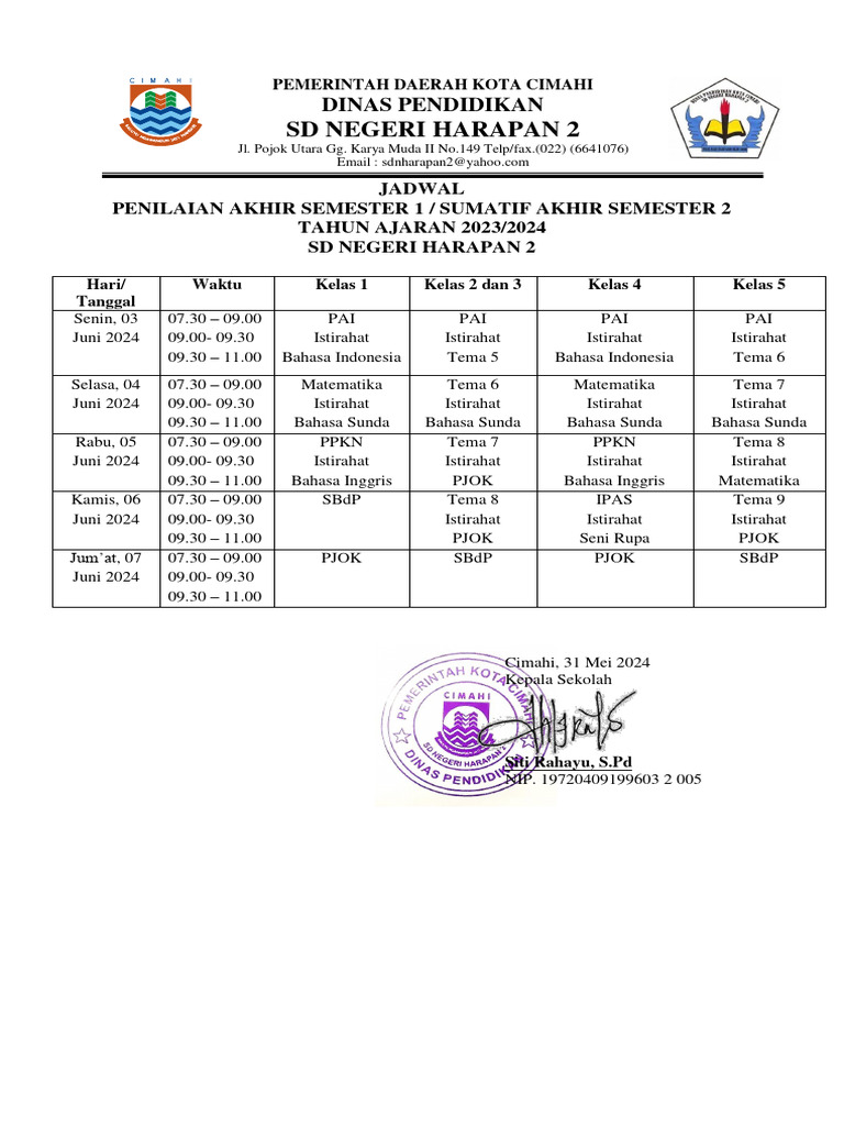 Jadwal PAS Dan SAS 2 2023-2024 | PDF