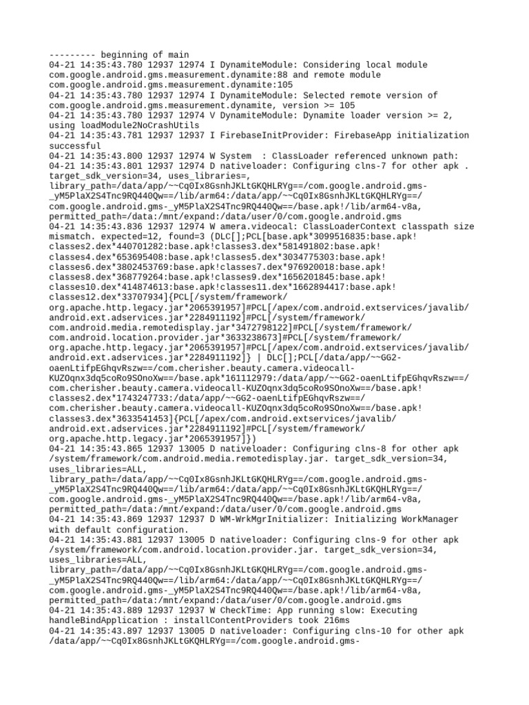Com - Cherisher.beauty - Camera.videocall Logcat | PDF | Android (Operating System) | Java ...