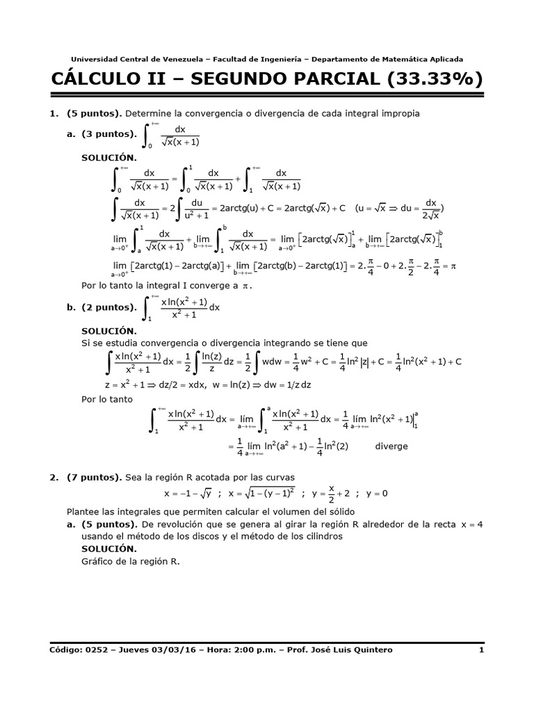 Parcial 2c | Descargar gratis PDF | Integral | Análisis matemático