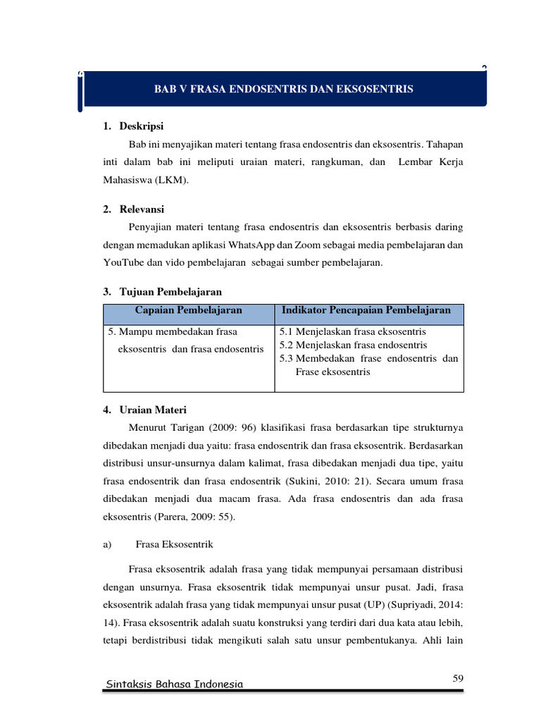Frasa Endosentris dan Eksosentris dalam Bahasa Indonesia | PDF
