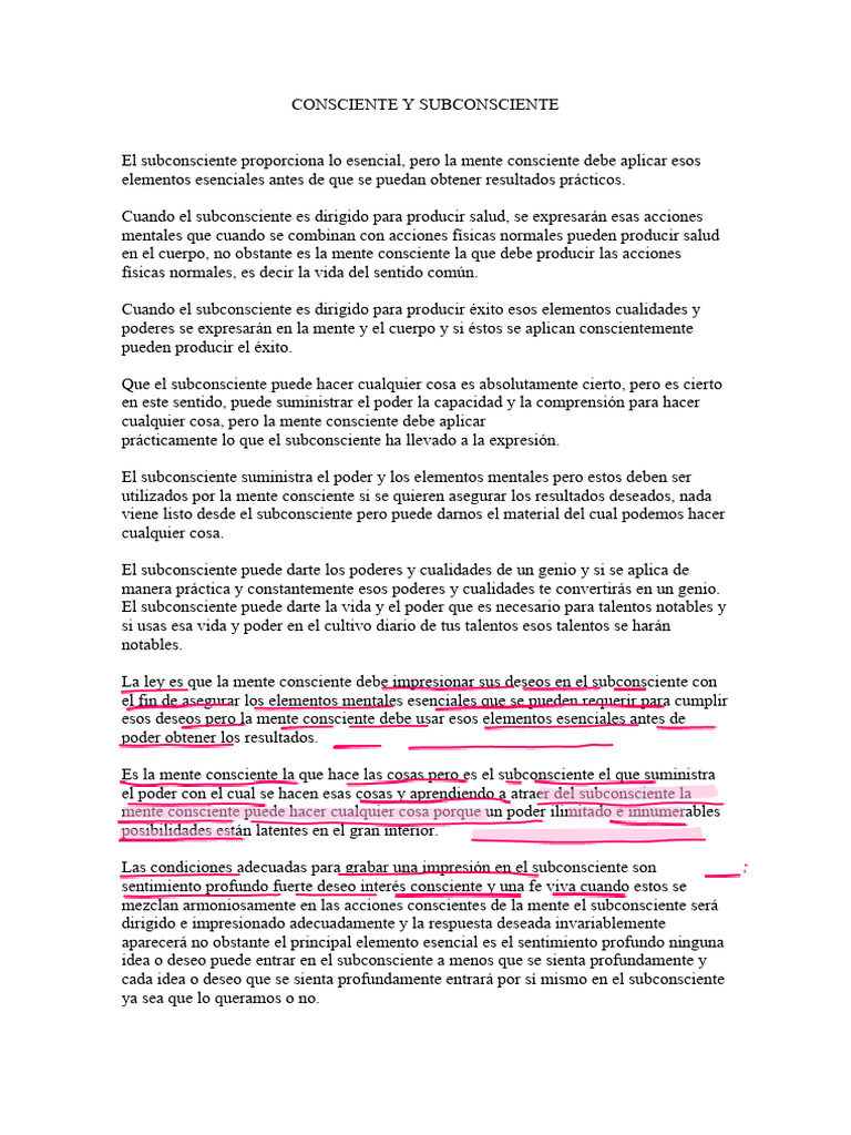 Consciente y Subconsciente | PDF | Mente | Pensamiento