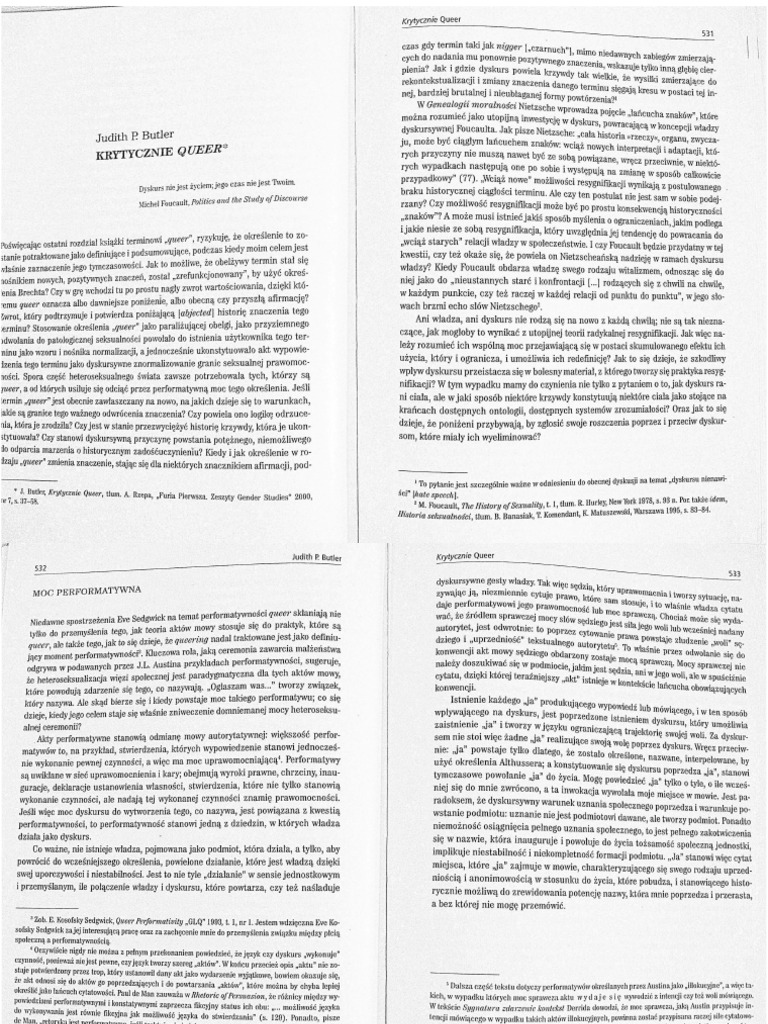 Judith Butler, Krytyczne Queer | PDF