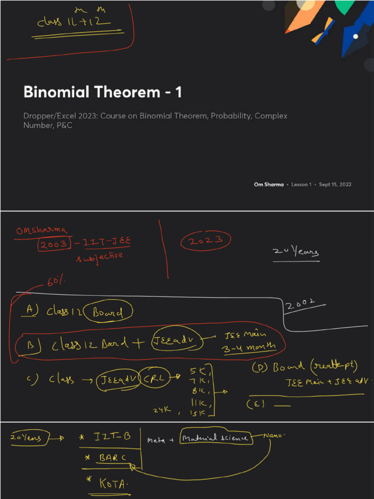 Binomial Theorem - 1 With Anno 1707328709343 | PDF