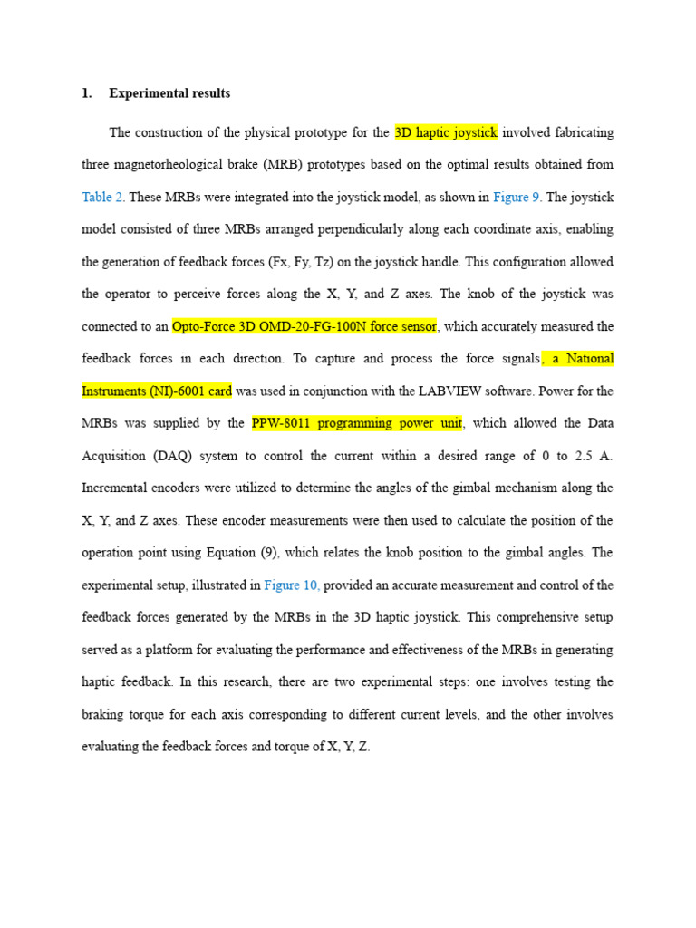 Experimental Results | PDF | Torque | Force