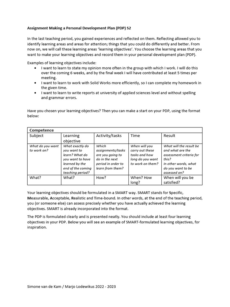 ENG LT1 - Assignment Making A Personal Development Plan PDP S2 | PDF | Learning | Cognition
