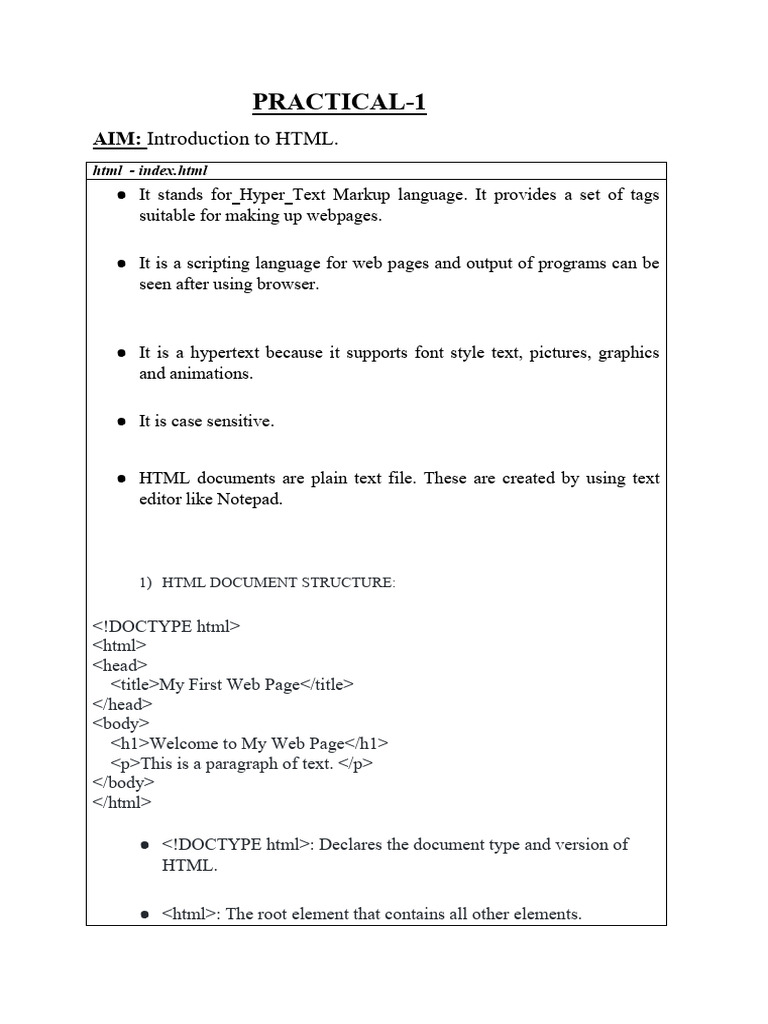 ADITYA WEB TECHNOLOGY FILE 6th Sem | PDF | Html Element | Html