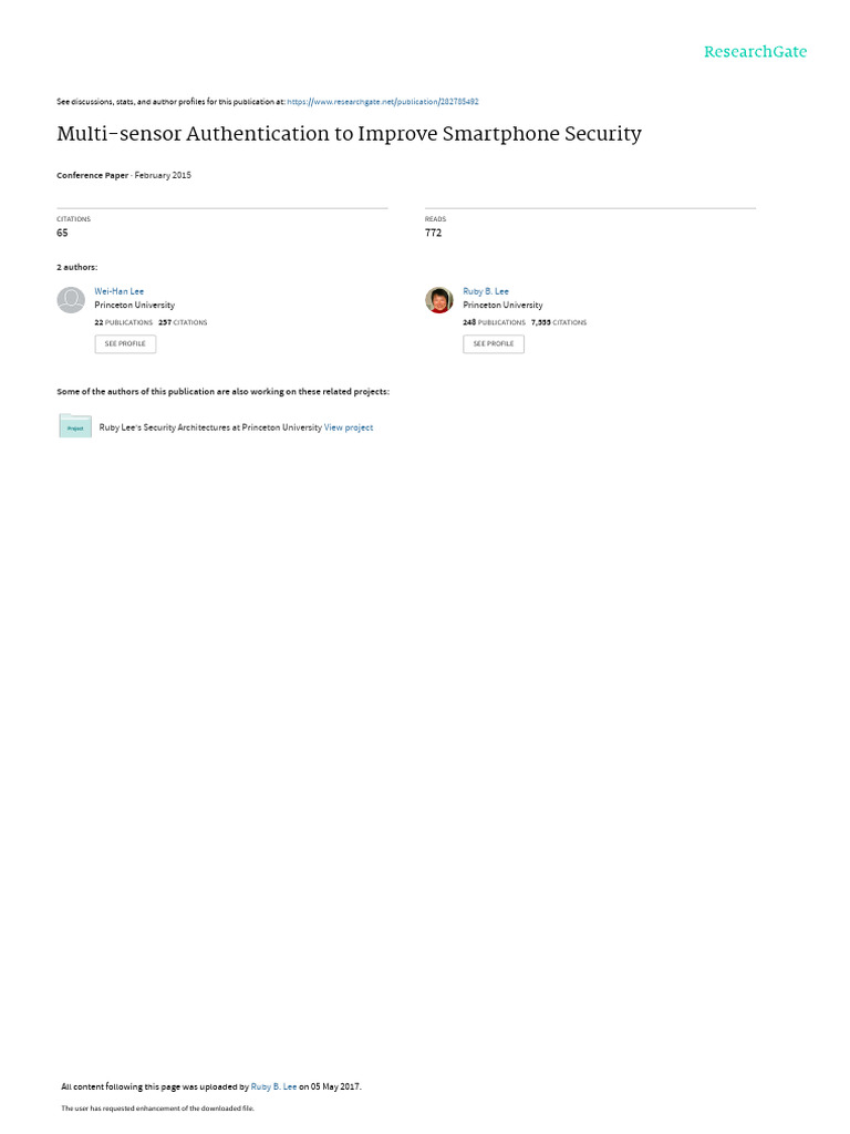 Multi-sensor_Authentication_to_Improve_Smartphone_ | PDF | Support Vector Machine | Smartphone