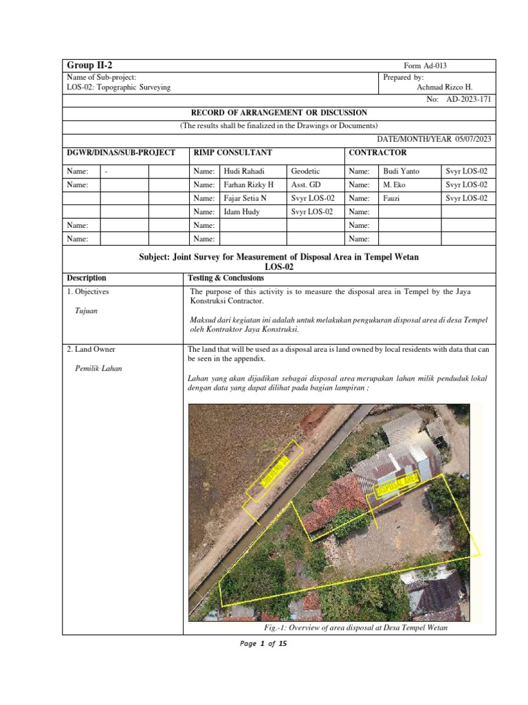 Joint Survey For Cibereng Disposal Area LOS-01 BRP | PDF | Navigation ...