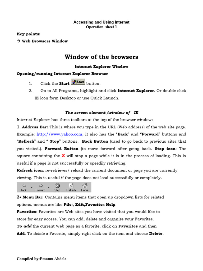 OPERATION SHEET 1 LAST Accessing and Use Internet | PDF | Internet ...