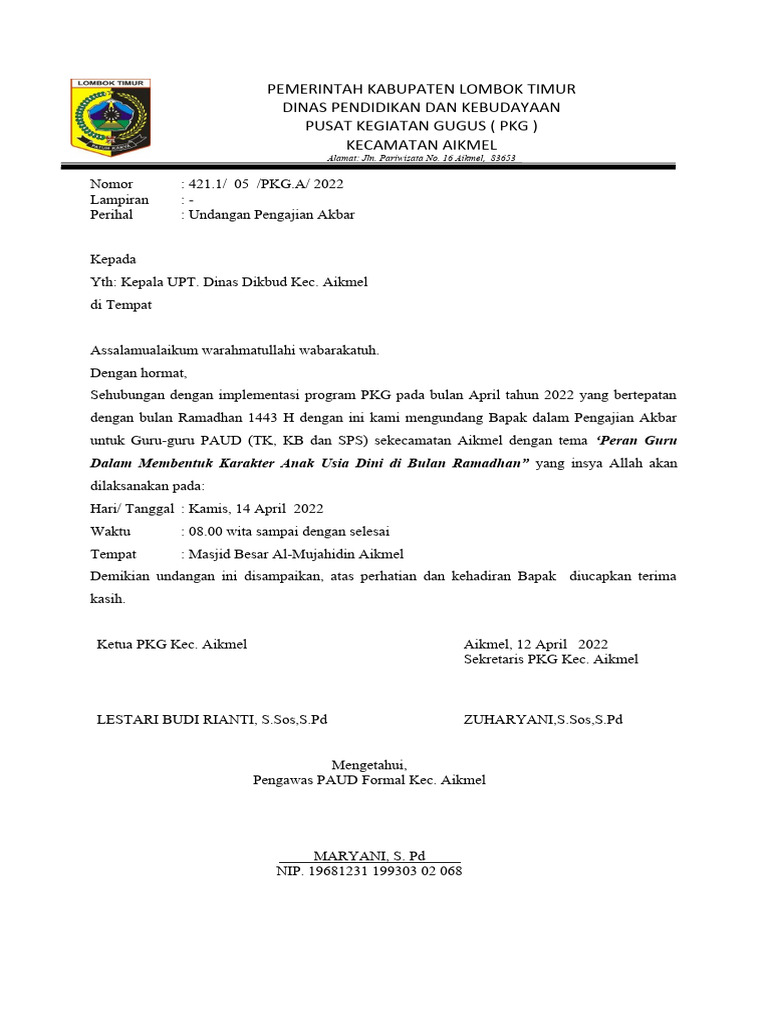 Surat Undangan PKG | PDF