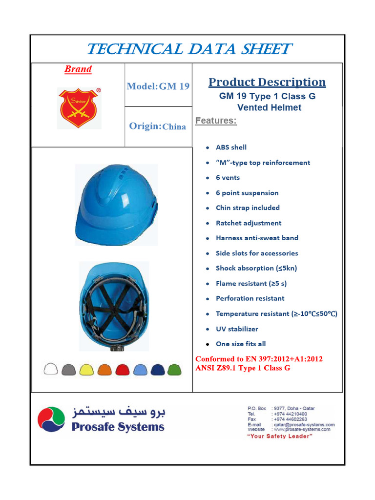 GM 19 Vented Helmet Features & Specs | PDF | Technology & Engineering