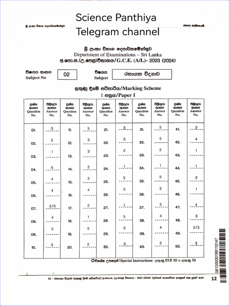 2023 AL Chemistry Marking Scheme | PDF