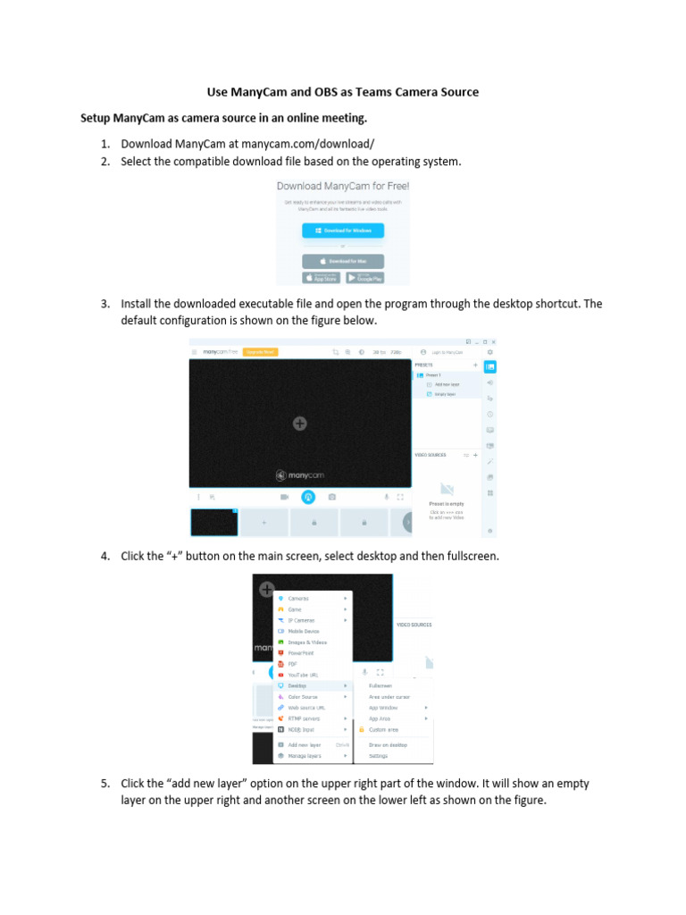 Use Manycam and OBS As Teams Camera Source | PDF