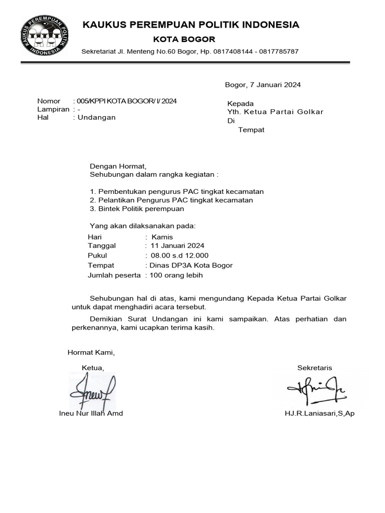 Surat Undangan Partai Golkar | PDF | Karier & Perkembangan | Hukum