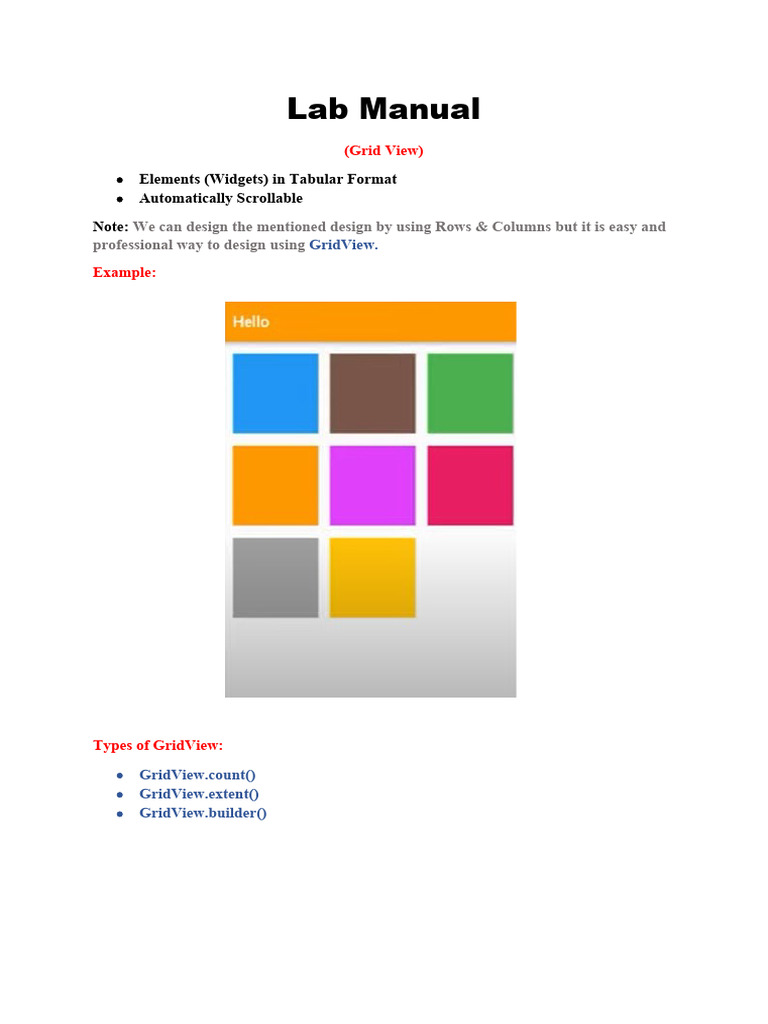Lab Manual GridView | PDF | Computer Data | Computer Science Lab Manual GridView | PDF | Computer Data | Computer Science