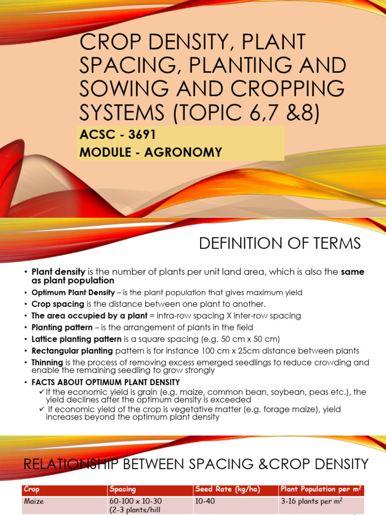 Optimizing Crop Density & Spacing | PDF | Germination | Seed