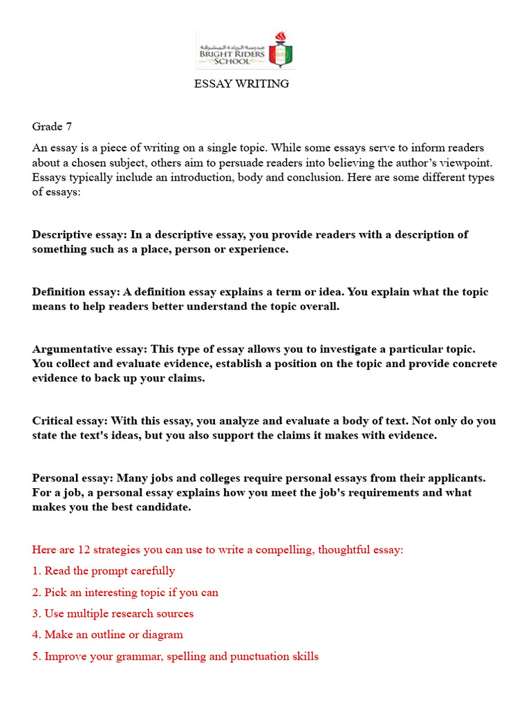 Essay writing notes very unique | Download Free PDF | Essays ...